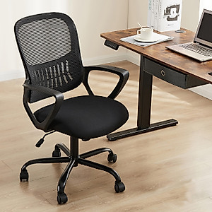 Office Chair, Ergonomic Desk Chair, Mid Back Mesh Computer Chair, Height Adjustable Rolling Swivel Task Chair with Armrests and Lumbar Support