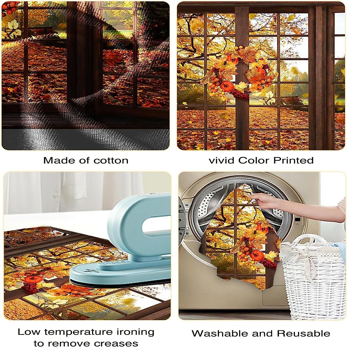 Mocsicka Fall Window Backdrop 7x5ft Autumn Maple Forest Fall Backdrops for Photography Fall Natural Scenery Background for Thanksgiving Day Party Decorations