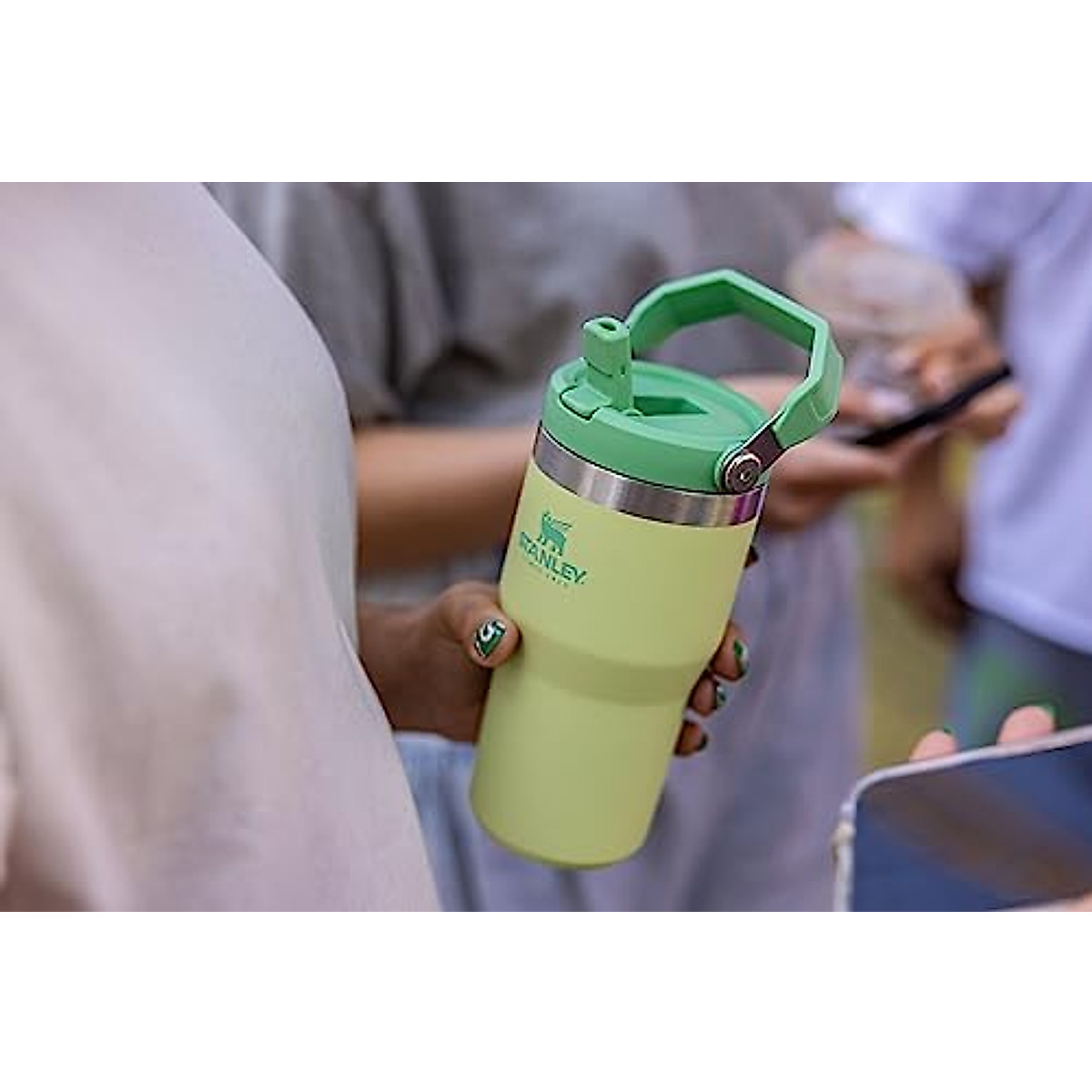 Stanley IceFlow Flip Straw Tumbler with Handle 20 oz | Twist On Lid and Flip Up Straw | Leak Resistant Water Bottle | Insulated Stainless Steel |BPA-Free | Citron