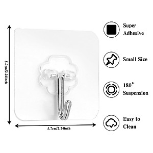 Adhesive Hooks,Adhesive Wall Hooks,36 Pcs15LB Sticky Hooks,Hooks for Walls No Damage,Clear Hooks for Walls No Damage,Stick on Hooks,Adhesive Hooks for Hanging,Shower Hooks,Utility Hooks,Kitchen Hook