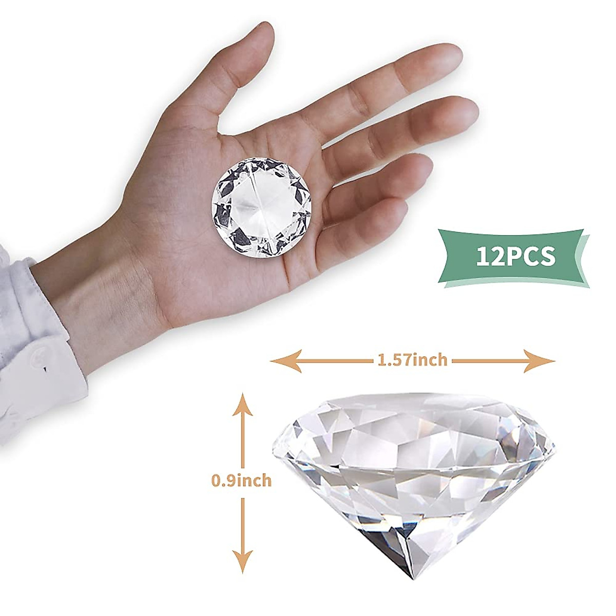 EDEVOLUTION 12 Pack Diamond Place Card Holders Stands, Sturdy Acrylic Table Numbers Card Holder, Crystal Harp-Clip Place Name Photo Card Holders for Party Wedding Table Decorations