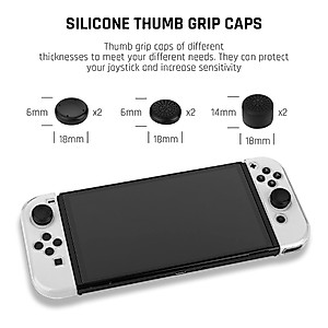 FANPL Protective Case for Nintendo Switch & Switch OLED Joy Con, Transparent Clear Joycon Joystick Cover with 6 Thumb Grip Caps, Soft Jon Con Controller TPU Shell Feel Comfortable, Easy Installation