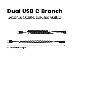 Dual USB C Multi Charging Cable Dual 4ft Length Cable Multi USB C Cable USB Charging Cable Dual Coiled Compatible with Cell Phones/Huawei/Samsung Galaxy/Pixel/LG/Tablets