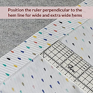 Madam Sew Hot Hem Ruler for Quilting and Sewing – Non-Slip Hot Ironing Ruler with Clear Grid Lines for Fabric Seams, Hems, Folds and Pleats with Dry or Steam Iron on Quilt Blocks and Clothes