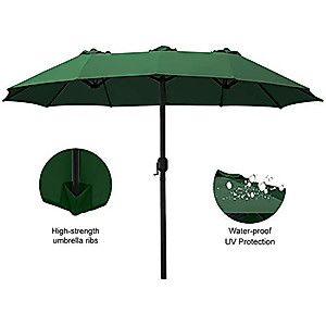 ABCCANOPY 15FT Double-Sided Aluminum Table Patio Umbrella Garden Large Umbrella,Swimming Pool 12+Colors,Green