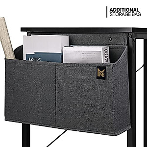 MoNiBloom Writing Computer Desk 40", Simple Home Office Gaming Desk with Storage Bag, Space Saving Table - Black