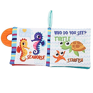 High Contrast Baby Books, Cloth Crinkle Books for Babies Infant Baby Books Toys 0-3-6-12-18 Months, Christmas Shower Baby Gifts, Teething,Sensory Toy for Boys and Girls,Fish,Black and White 2PCS