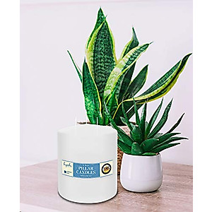 HYOOLA White Three Wick Large Candle - 6 x 8 Inch - Unscented Big Pillar Candles - 188 Hour - European Made