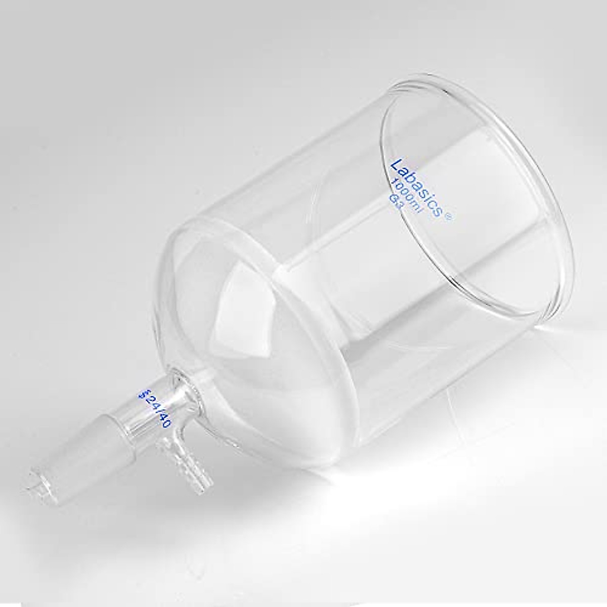 Labasics Borosilicate Glass Buchner Filtering Funnel with Fine Frit (G3), 114mm Inner Diameter, 120mm Depth, with 24/40 Standard Taper Inner Joint and Vacuum Serrated Tubulation (1L)