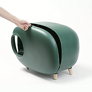 MS Cat Litter Box for Easier Handling of Cat Litter, Enclosed Design, Easy to Clean, Prevent Sand Leakage, Easy Assembly and Large Space, with Cat Litter Scoop (Moss Green)