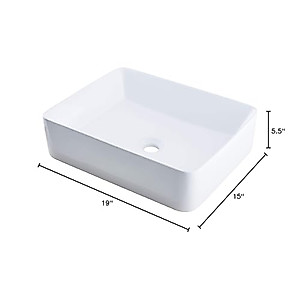 Novatto Rectangular White Porcelain Vessel Sink with Rubbed Bronze Drain Set