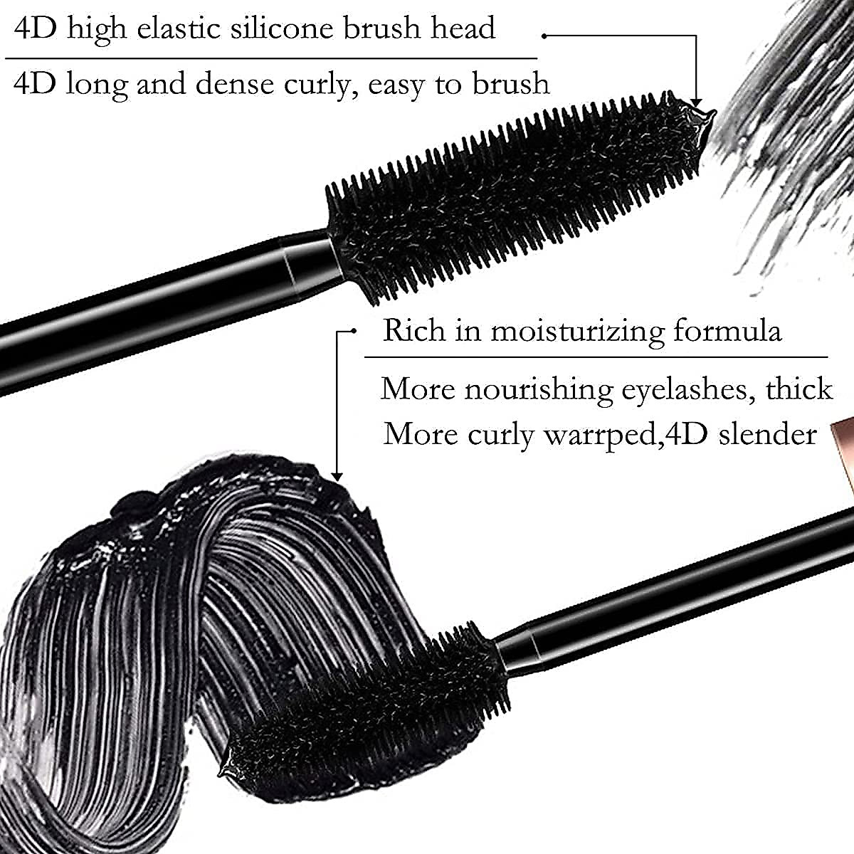 Venicare 4D Silk Fiber Lash Mascara Liquid Extension Makeup Eye Lash Kit Luxuriously Longer Thicker Voluminous Eyelashes Waterproof Smudge-proof Natural No Clumping Smudging Lasting All Day 3 Pack