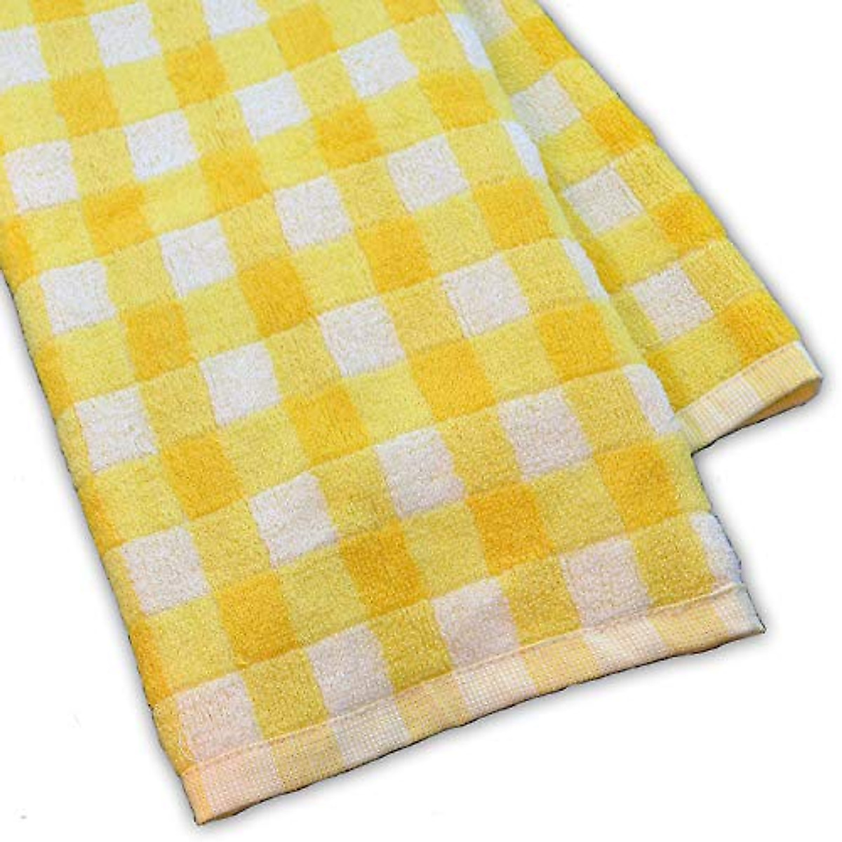 Murphy Bamboo 26.5-Inch-by-13-Inch Luxury Bamboo Kitchen Dish and Hand Towels, Yellow & White Plaid (Set of 2)