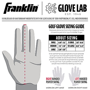 Franklin Sports Golf Glove - Pro Golf Gloves - Premium Leather Golfing Glove - Maximum Grip - Black - Left Hand Glove - Adult Medium