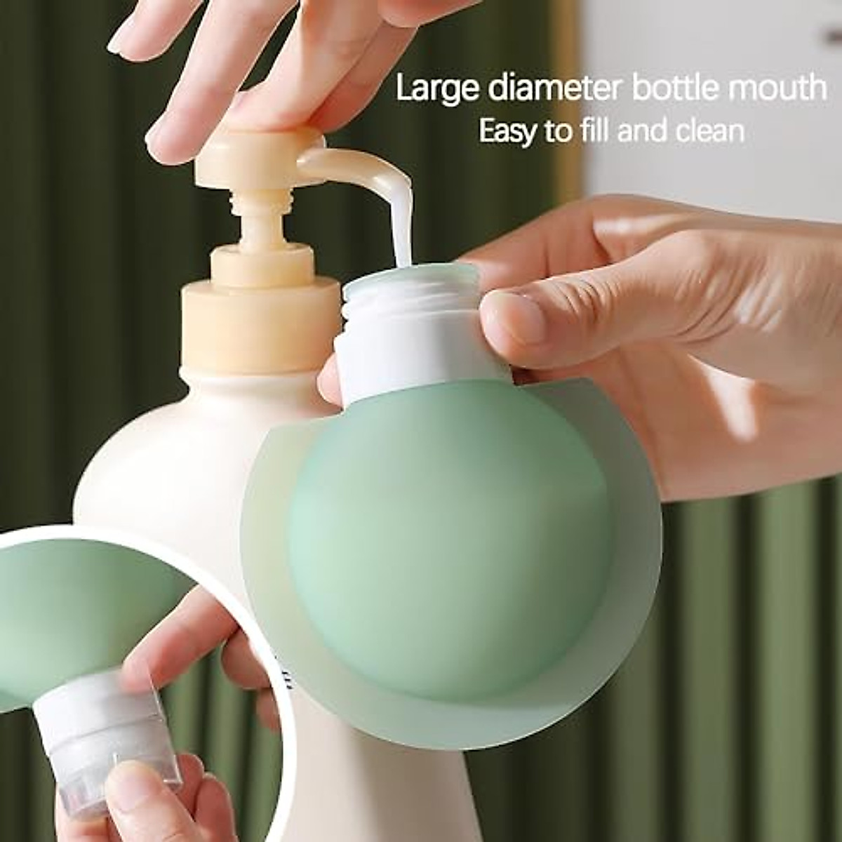 GAMAK 3Pcs Set Travel Bottles For Toiletries, Portable Silicone Travel Refillable Toiletry Bottle, 90ml/3oz Leakproof Squeezable Containers, for Shampoo, Conditioner, Lotion, Body Wash (S)