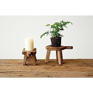 Creative Co-Op Rectangle Wood Pedestal with Handle, Small, Brown