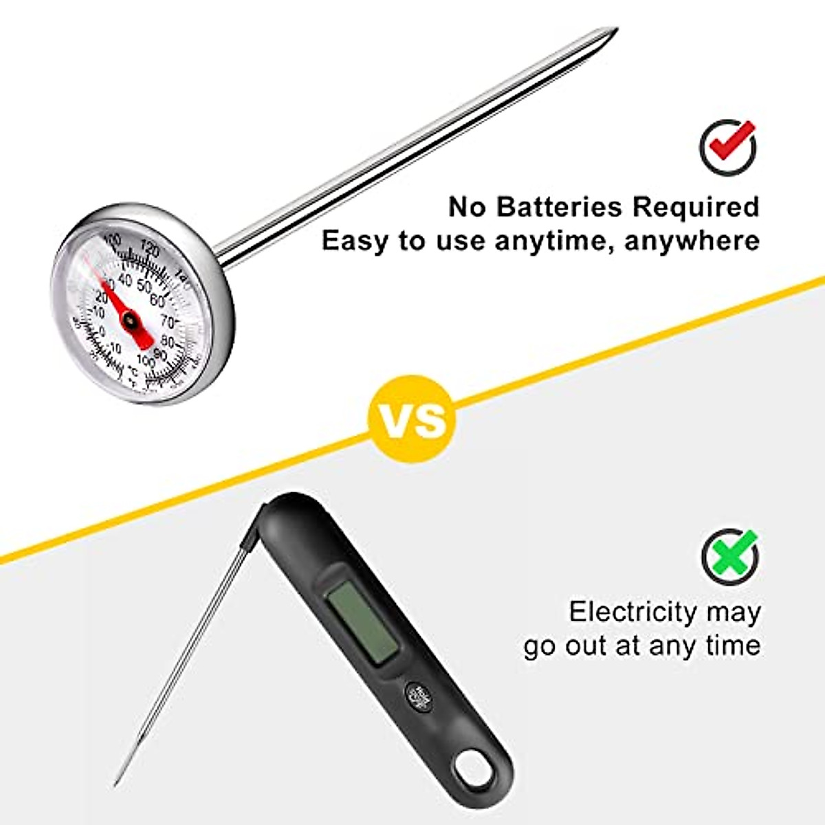 Instant Read Meat Thermometer for Grilling, Hawgiman Cooking Thermometer with 6IN Probe-Food Thermometer for Meat, Milk, Tea, Coffee, Drinks-Instant Read Thermometer