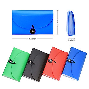 SEEKIND Expanding File Folders 4 Pack, 7.1"4.2" Receipt Organizer Folder Accordion Folder Document with 13 Pocket for Office,Cards,Tickets-Water Resistant