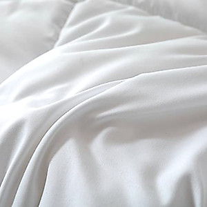 Down Alternative Comforter All Season Duvet Insert(White, Queen)-Ultra Soft Double Brushed Microfiber Quilt Cover, Classic Box Stitched with Corner Tabs