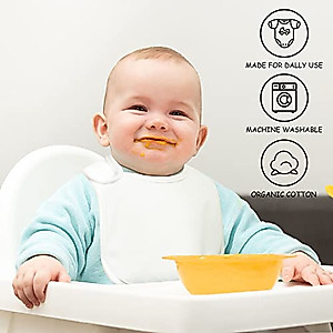 BWkoss 10Pcs Sublimation Baby Bibs White Cotton Waterproof Infant Bib Blank DIY Creative Food Bib Adjustable Hook Loop Closure Newborn Babies Bib Keepsake Baby Gift for Drooling Feeding Teething