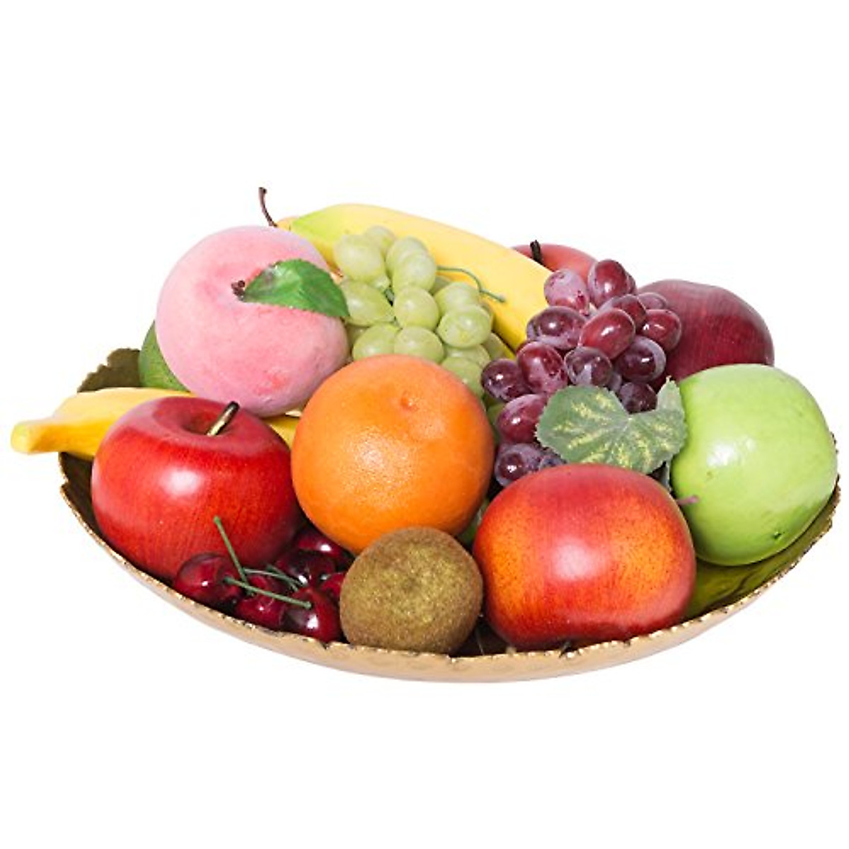 Red Co. Golden Round Hammered Metal Decorative Serving Tray with Jagged Rim – 13”