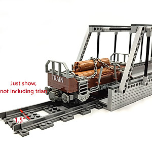 Classic Train Building Bridge City Passenger Express Train Tracks Toys Accessories Railroad Construction Building Block Compatible with Major Brand (Train Bridge)