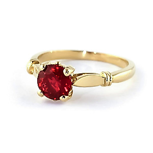 Galaxy Gold GG 14k Solid Yellow Gold Solitaire 2 ct Ruby Ring - Size 8