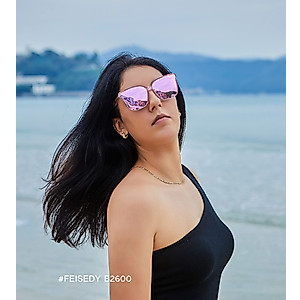 FEISEDY Retro Square Polarized Sunglasses Women Men Oversized Vintage Shades B2600