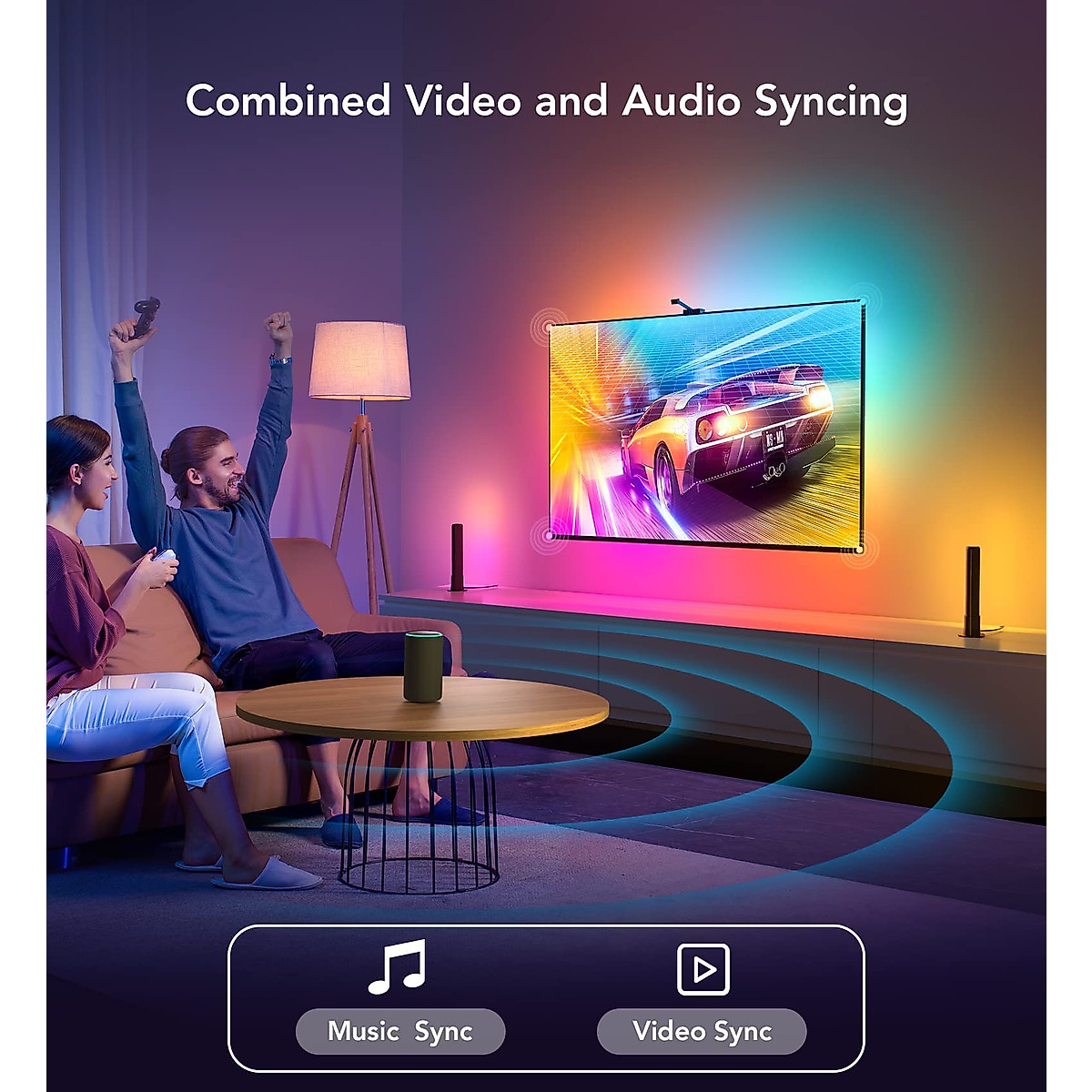 Govee LED Strip Lights & Light Bars with Camera, Smart Wi-Fi RGBIC DreamView T1 Pro LED Lights for TV (55-65 inches), Video & Music Sync TV Backlight for Gaming & Movies, Work with Alexa & Google Home