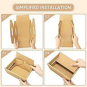 8 Pcs 12 x 10 Inch Large Gift Basket Empty to Fill Big Kraft Basket with Handles Cardboard Baskets for Gifts Bulk For Wedding Birthday Party Christmas Valentines Thanksgiving Holiday (Primary Color)