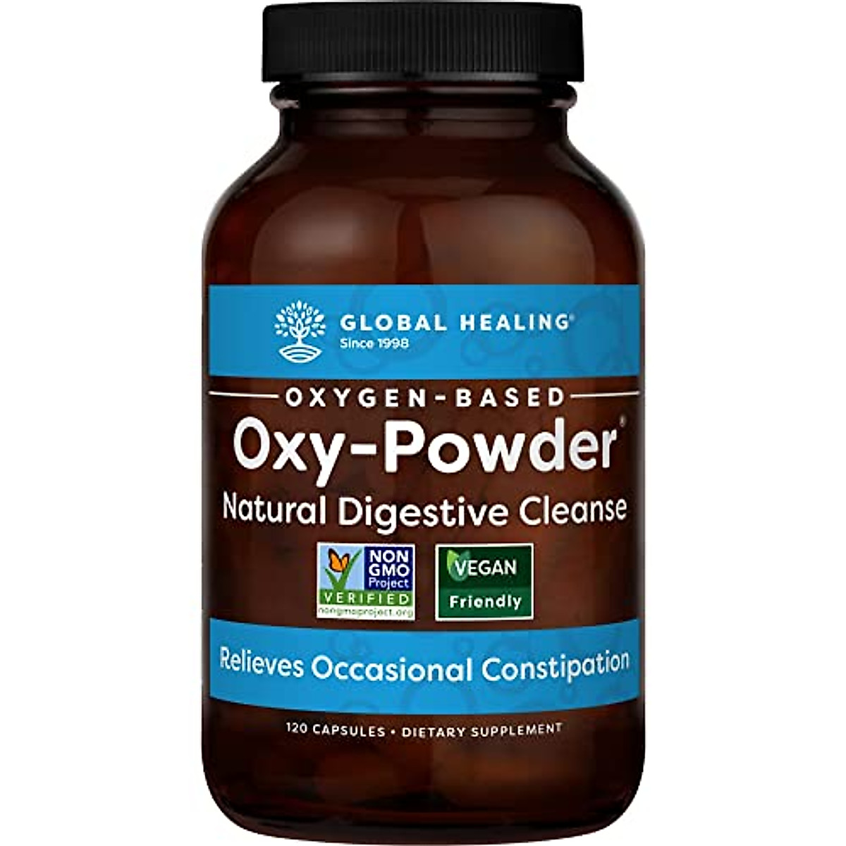 Global Healing Center Oxy-Powder & Selenium Kit - Natural, Oxygen Based Colon Cleanser of Intestinal Tract & Vegan Antioxidant Supplement for Thyroid Support & Immune System Health- 160 Capsules Total