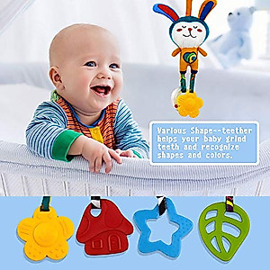 teytoy Baby Toys for 0, 3, 6, 9, 12 Months, Animal Hanging Baby Rattles, Baby Bed Crib Car Seat Travel Stroller Soft Plush Crinkle Toys for Infant, Newborn Birthday Gifts(4 Pack)