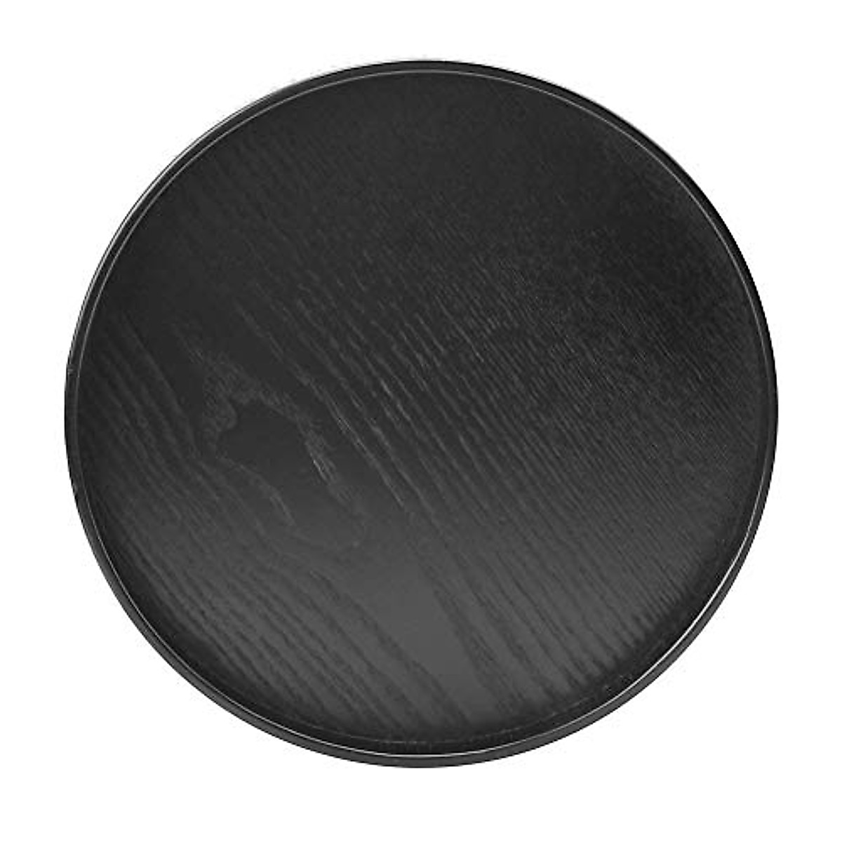 Fdit Wooden Black Round Tea Cup Tray Home Serving Plate (Black)