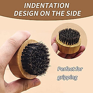 Beard Brush for men Boar Bristle Black Walnut Wood Beard Comb Brush Small and Round for Men To Tame and Soften Your Facial Hair