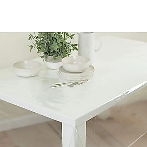 Golden Linens LLC 2.2 mm Thick Clear Plastic Transparent Tablecloth Protector Water Proof Heavy Duty Easy Clean, Long Lasting Kitchen Dinning Table, Family Gathering Party Holidays (60" X 90")