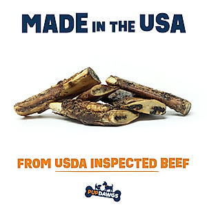 PUPDAWGS Single Ingredient Dog Bones - Made in USA - Small Beef Rib Bones - Natural Dog Bones for Aggressive Chewers - from USDA Inspected Beef - Hickory Smoked - Wrapped in Sets of 5 (15 Piece Pack)