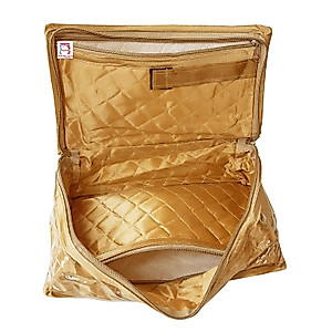 atorakushon Set of 4 Satin Makeup Pouches Cosmetic Necklace Earrings Vanity Jewellery Organizer For Women's (Golden)