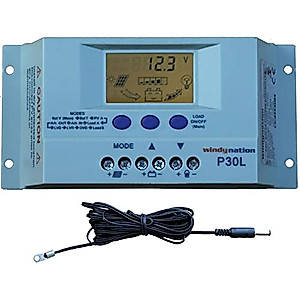 WindyNation 100 Watt Monocrystalline Solar Panel Off-Grid Kit with P30L LCD PWM Charge Controller + Solar Cable + Mounting Brackets for RV, Boat, Off-Grid