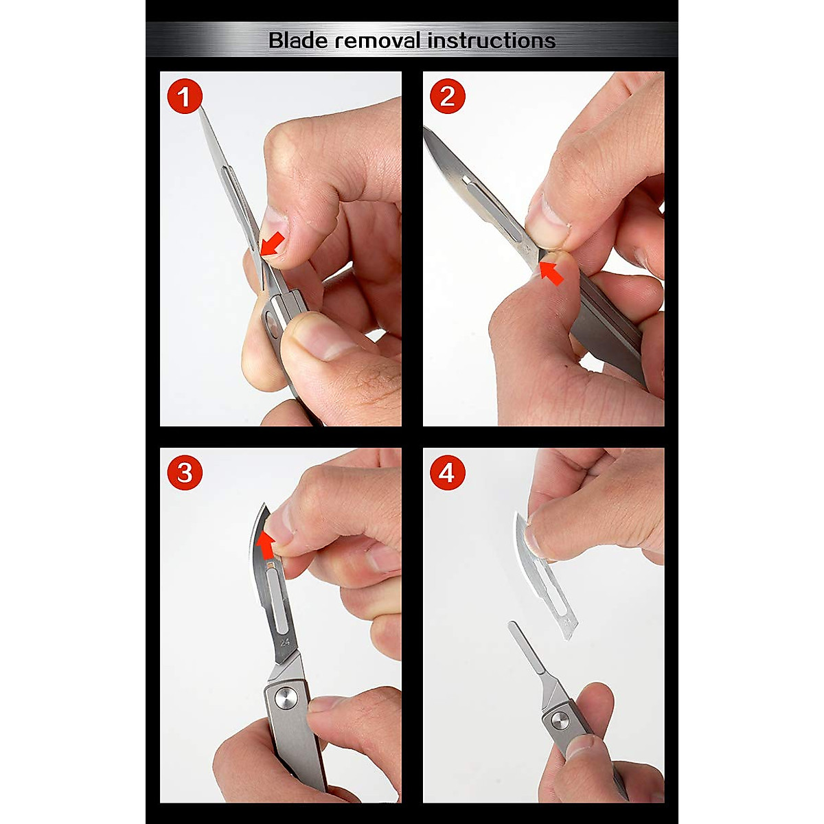 edcfans Titanium Scalpel Folding Pocket Knife, Skinning Knives for Outdoor Hunting, Small Gravity Knife with 10 Replaceable Razor Surgical #24 Carbon Steel Replacement Edge Blades, EDC Keychain Knife