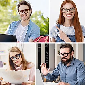 KSSESSE Reading Glasses for Women Men Square Oval Readers with Spring Hinge Thick Frame Style (Mixed Colors-C1, 0.00, x)