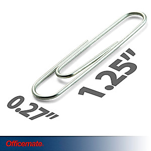 Officemate Premium #1 Paper Clips, 1,000 Paper Clips (10 Boxes of 100 Each) (99916) , Silver