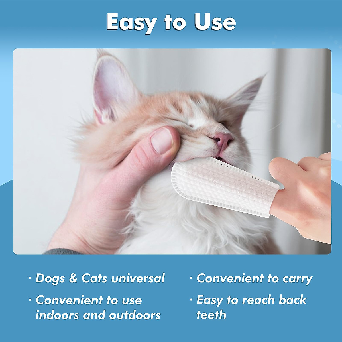 Vannon Pet Dental Care Finger Wipes, Pet Teeth Cleaning Wipes for Cats and Dogs, Dog Teeth Wipes, Freshen Breath, Reduce Plaque & Tartar, 50PCS