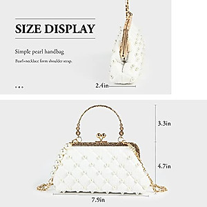 Emprier Women Beaded Evening Handbag Pearl Decoration Cute Clutch Purse Small Bridal Wedding Tote Bags