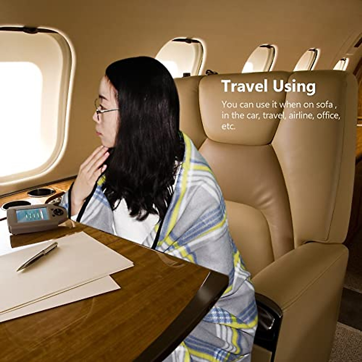 forestfish Portable Travel Blanket Airplane Compact with Bag, Fleece Throw Blanket Cozy Soft for Camping Train 60" x 40", Plaid