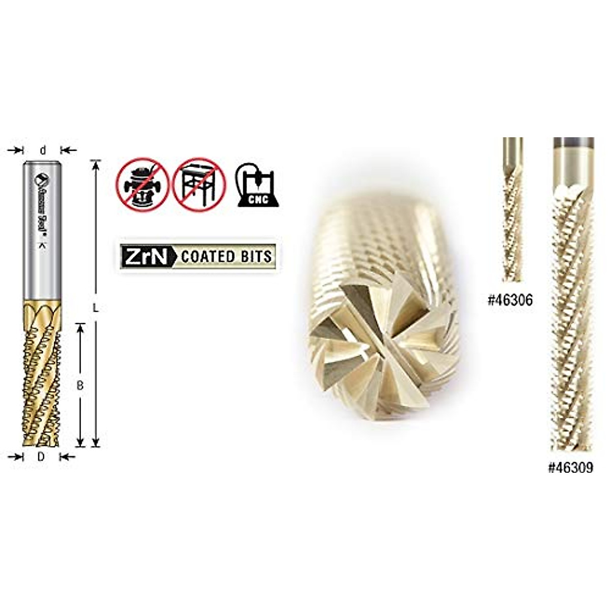 Amana Tool - 40304 CNC Solid Carbide ZRN Coated Honeycomb Cutting Hugger 1/8 Dia x 13/16 x