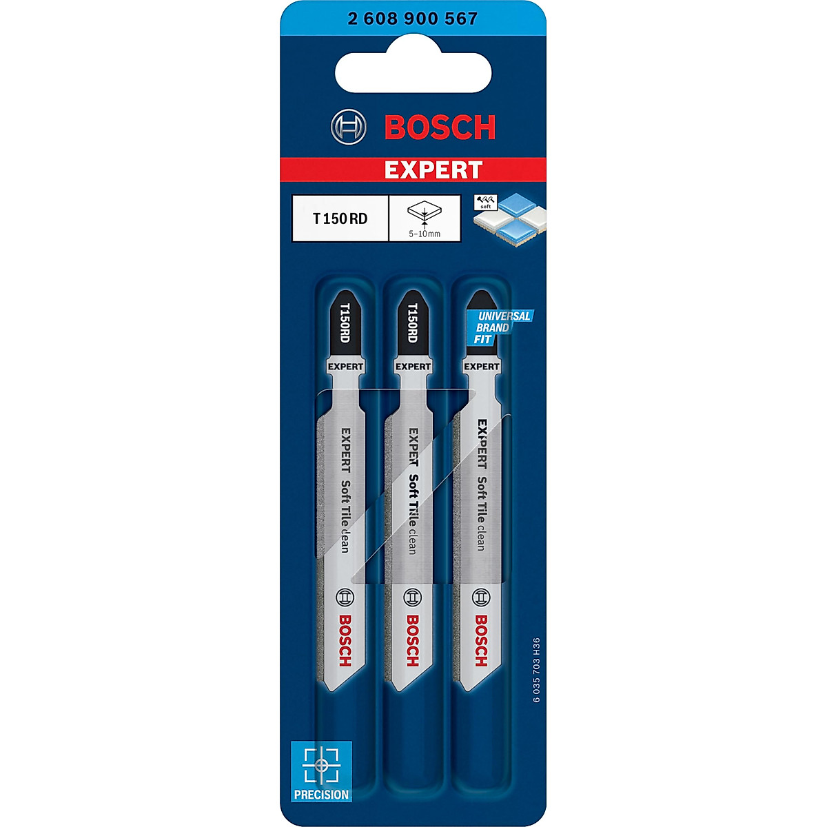 Bosch Professional 3X Expert ‘Soft Tile Clean’ T 150 RD Jigsaw Blade (for Soft Tiles, 83 mm, Accessories Jigsaw)