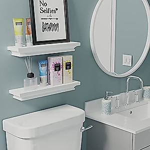 brightmaison BGT Pure Crown Molding Floating Shelves, Wall Decor for Living Room, Picture Ledge & Plant Shelf, Wall Shelf Set of 2, White