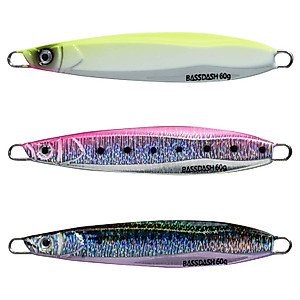 BASSDASH STIX Casting Jig Lure Vertical Slow Jigging Lures 1.4oz 2.1oz with Mustad Hooks 2/0 3/0 for Saltwater Freshwater Kayak Boat Shore Fishing, 3-Pack (3-Pack (CFR), 60 Grams (2.1 oz))