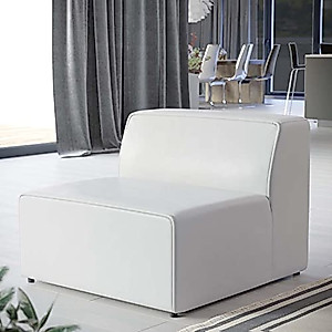 Modway Mingle Vegan Leather Sectional Sofa Armless Chair, White