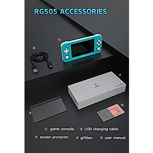 RG505 Android 12 Handheld Game Console 4.95-inch OLED Touch Screen with Unisoc Tiger T618 Built-in 128G TF Card Have 3170+ Games